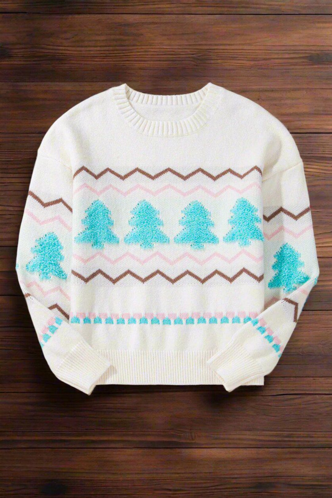 Turquoise Tree Sweater, Striped Winter Sweater, Striped Sweater, White ...