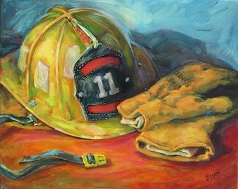 TRADITION 4 Personalized Hand Painted Firefighter Canvas | Etsy