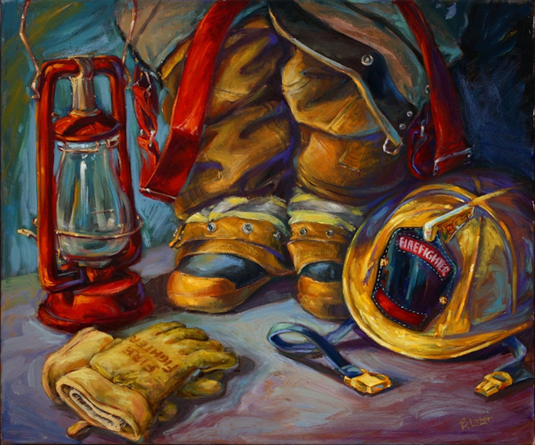 EVER READY, Personalized, Hand Painted Firefighter Canvas Giclee Print ...