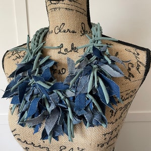 Denim Scarf Jeans Necklace Fabric Jewelry Textile Denim Necklace Loop ...