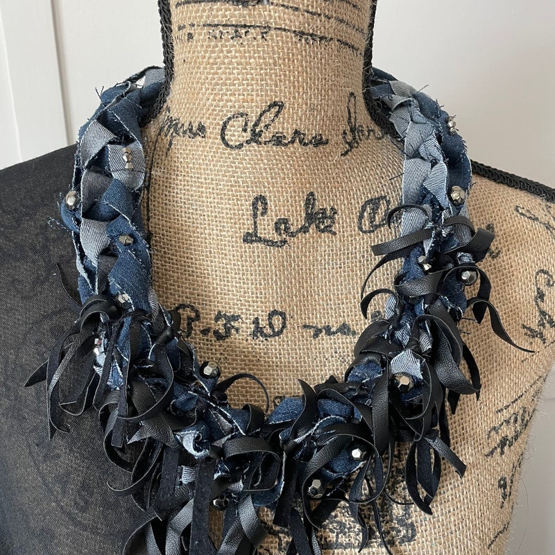 Denim Necklace - Etsy