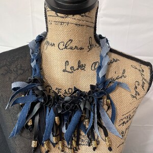Denim Scarf Jeans Necklace Fabric Jewelry Textile Denim Necklace ...