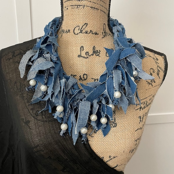 Denim Necklace - Etsy