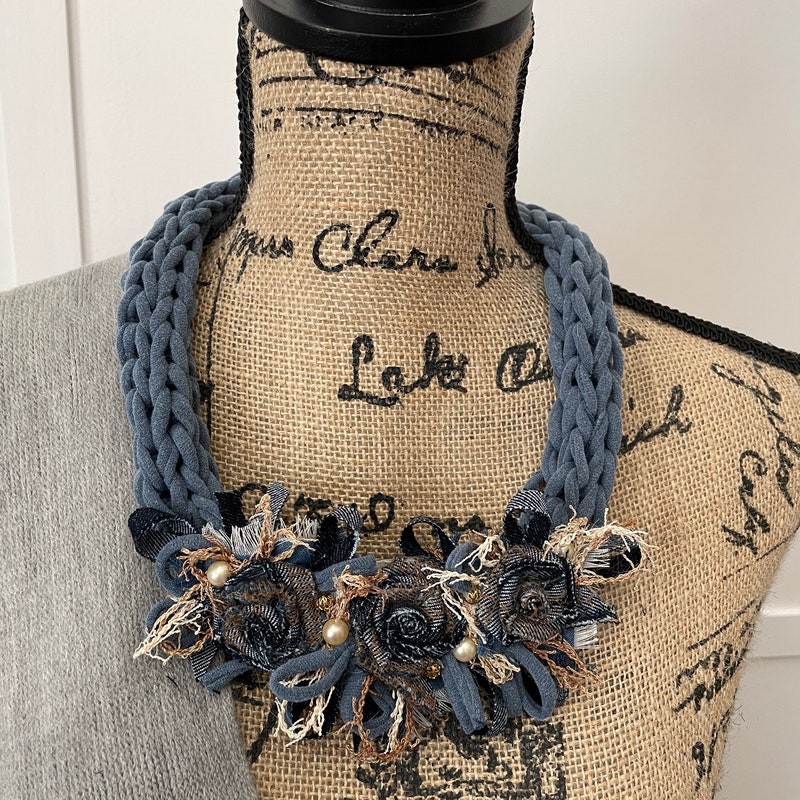 Denim Necklace - Etsy