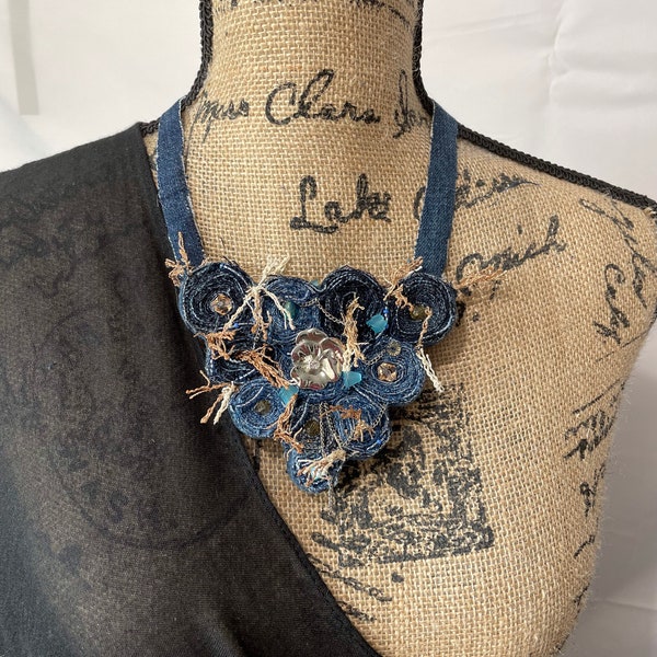 Denim Necklace - Etsy