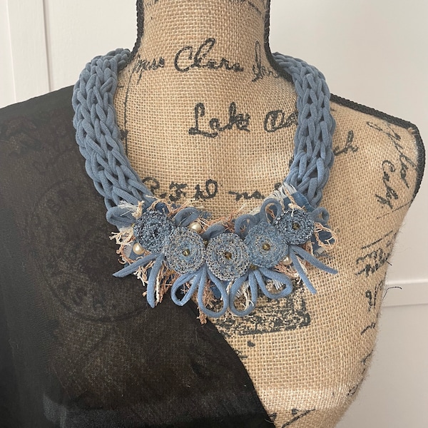 Denim Necklace - Etsy