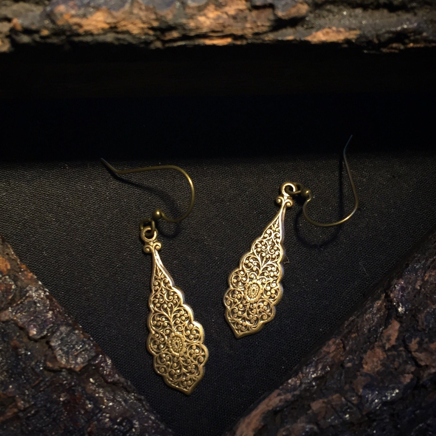 Vintage Ornate Antique Brass Earrings, Ethnic Earrings, Tribal Earrings ...
