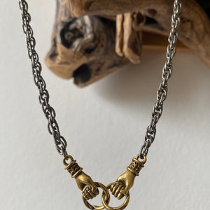 Mixed Metal Interlocking Hands Necklace , Connection Necklace , Unity ...