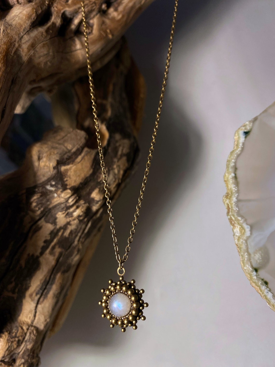 Siya - Rainbow Moonstone Necklace, Antique Moonstone Choker, Moonstone ...