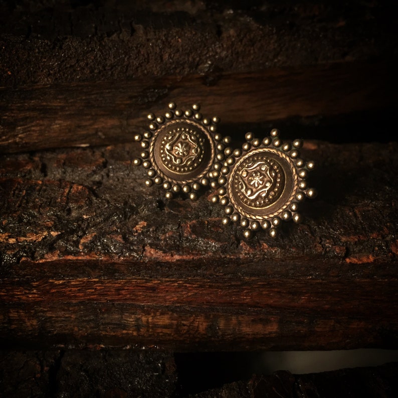 Aurelia - Ethnic Stud Earrings, Brass Studs, Ornate Studs, Boho ...