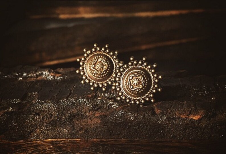 Aurelia - Ethnic Stud Earrings, Brass Studs, Ornate Studs, Boho ...