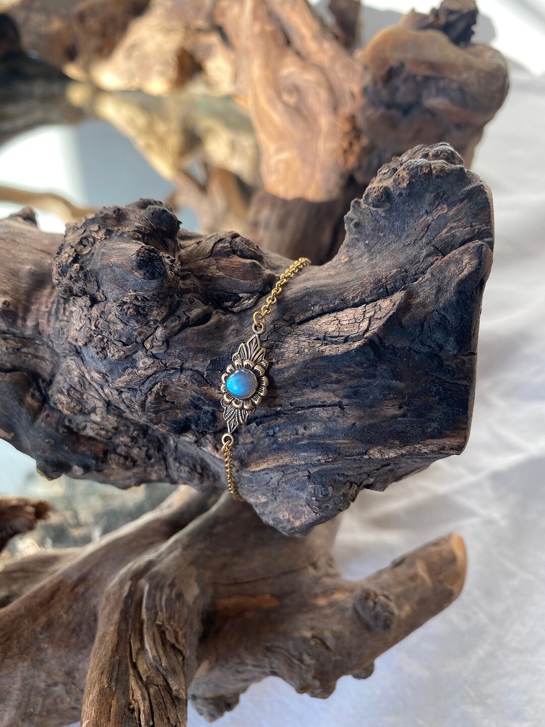 Arabella - Antique Gold Labradorite Bracelet - Gold Labradorite ...