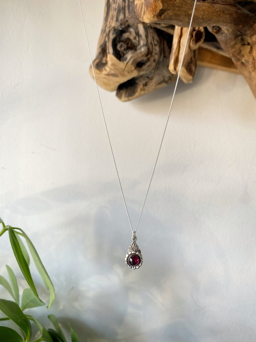 Arabella - Sterling Silver Garnet Necklace - Silver Red Garnet Necklace ...