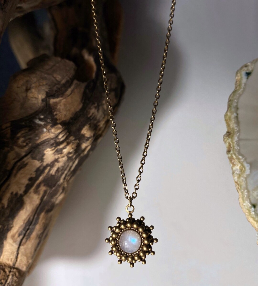 Siya - Rainbow Moonstone Necklace, Antique Moonstone Choker, Moonstone ...