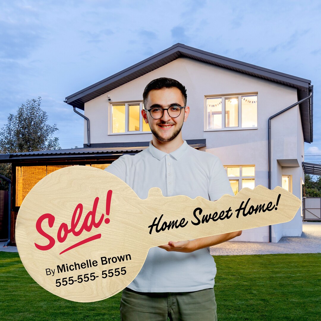 Sold Key Sign, Realtor Sign, Realtor Sold Sign, Real Estate Sign ...