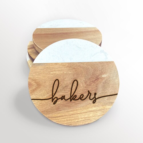 Personalized Coasters Marble Wood Housewarming Gift Marble - Etsy