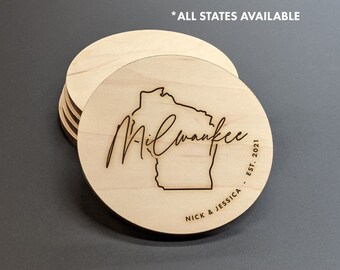 Seattle Washington Custom Map Coasters State Shape Coasters ...