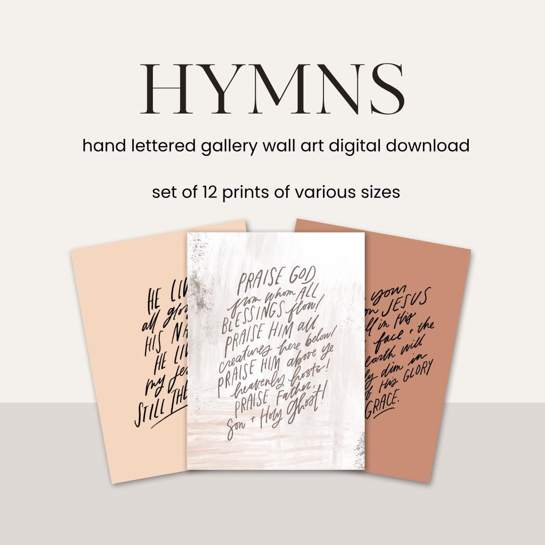 Printable Hand Lettered Hymns Wall Art Set – Christian Gallery Wall ...
