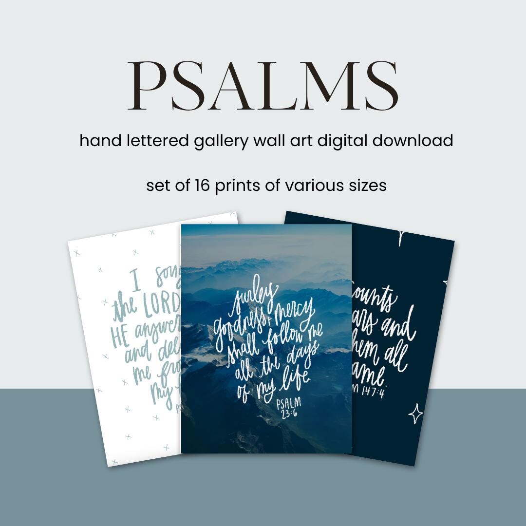 Hand Lettered Psalms Printable Wall Art Set | Digital Scripture Gallery ...