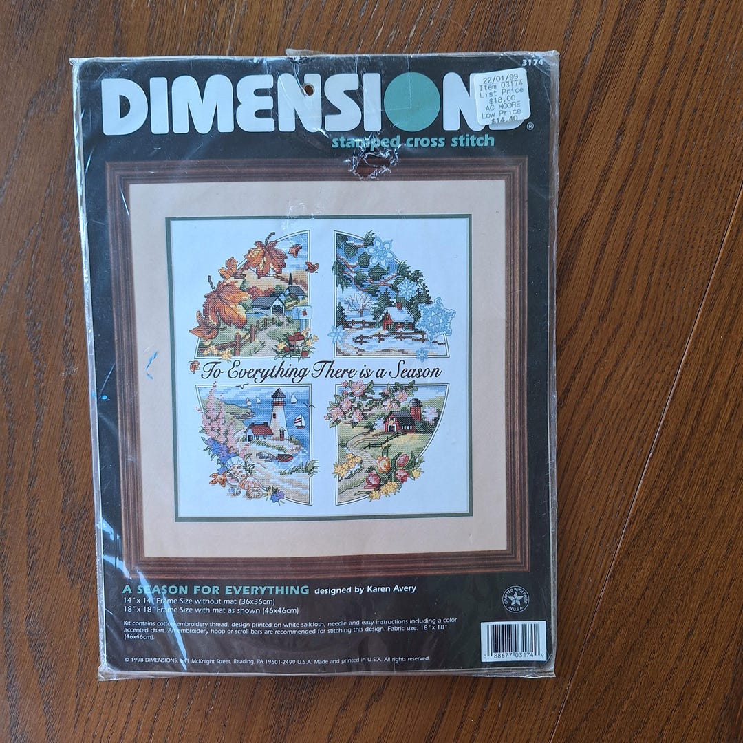 Vintage, Stamped, Cross Stitch, Pattern, Kit, Dimensions, Season for ...