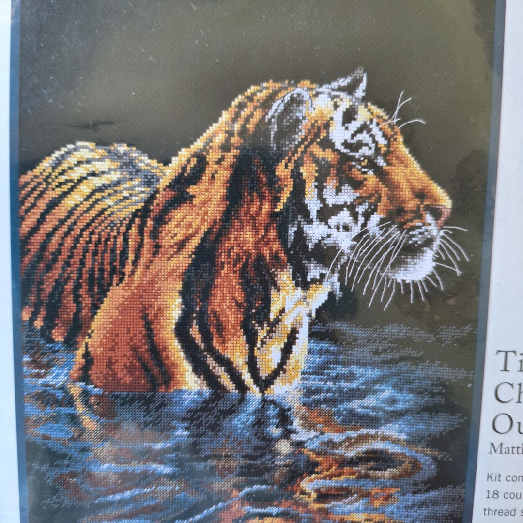 Tiger Counted Cross Stitch Kits, Choice, Tiger Chilling Out, Dimensions ...