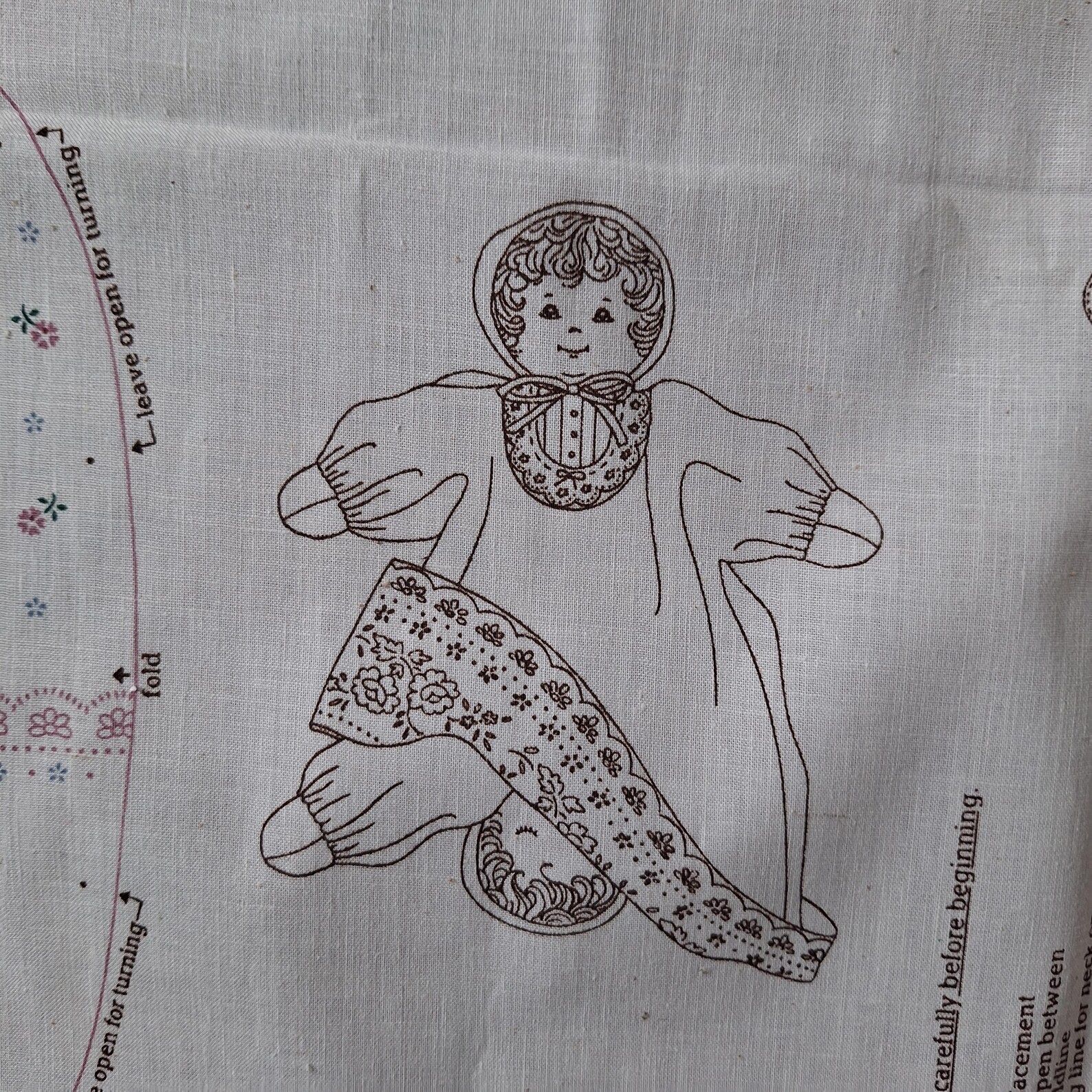 Stuffed Toy Fabric Panels, Choice of Rose-covered Teddy Bear or ...