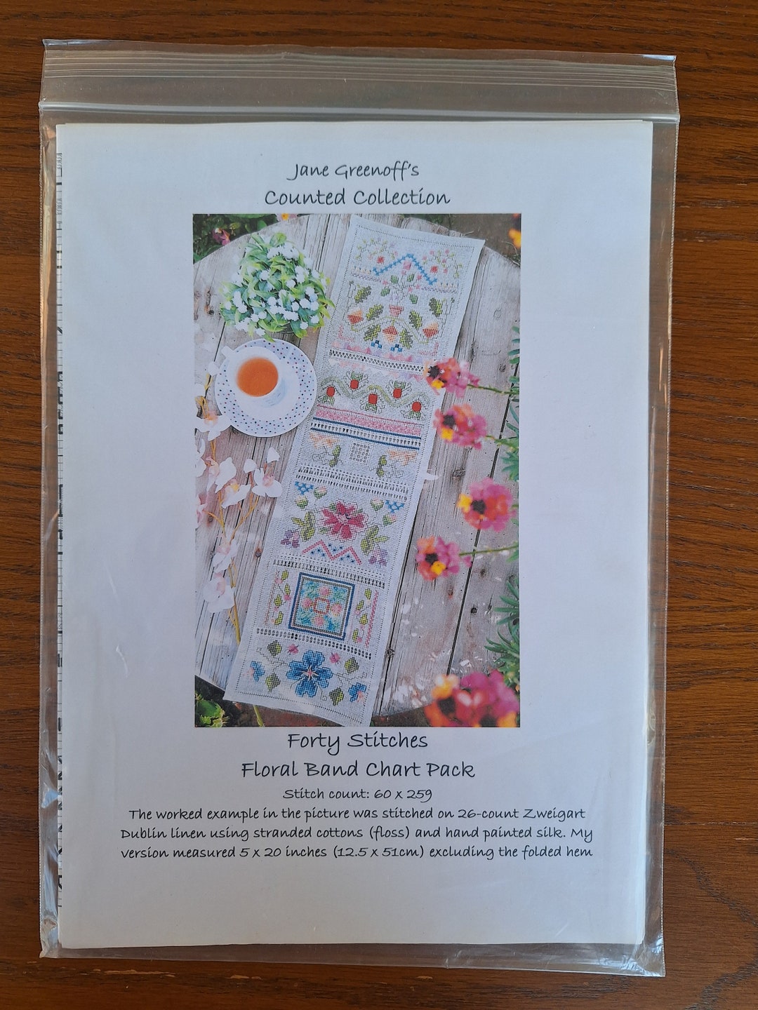 Jane Greenoff Sampler Chart Pack, Embroidery, Forty Stitches Floral ...
