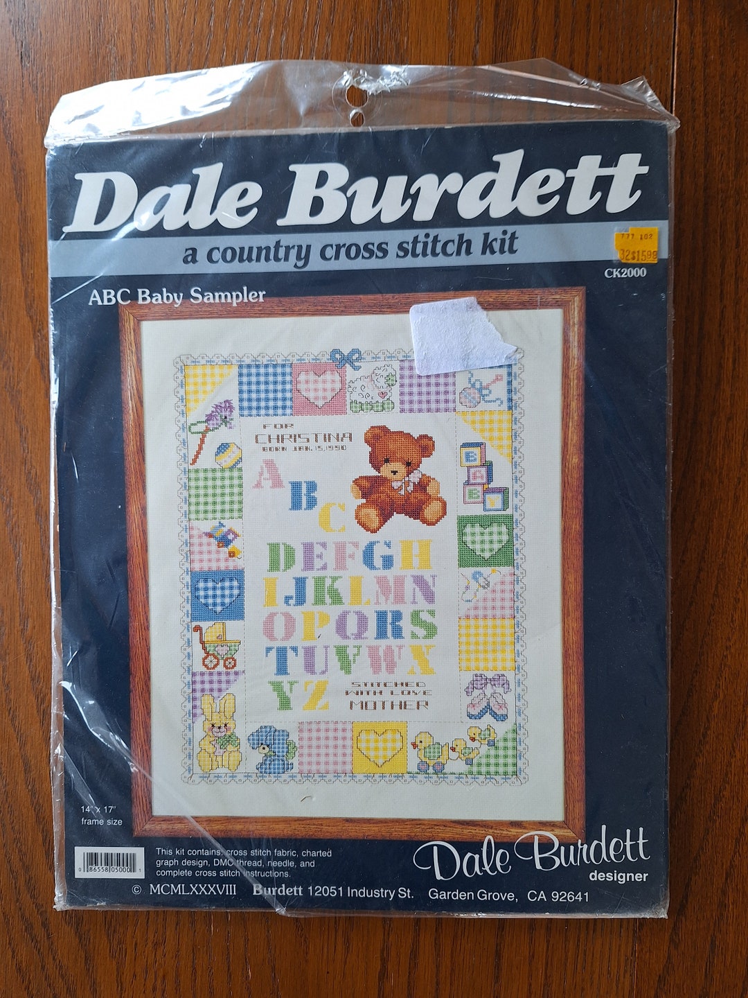 Dale Burdett ABC Baby Sampler Kit, Counted Cross Stitch, Needlepoint ...