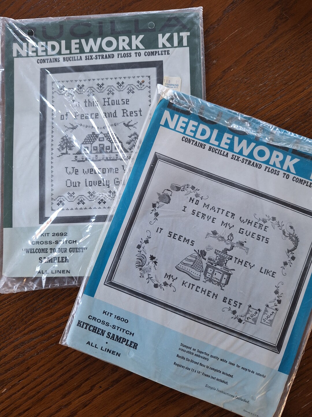 Set of 2 Stamped Cross Stitch Kits, Bucilla Needlework, Kitchen Sampler ...