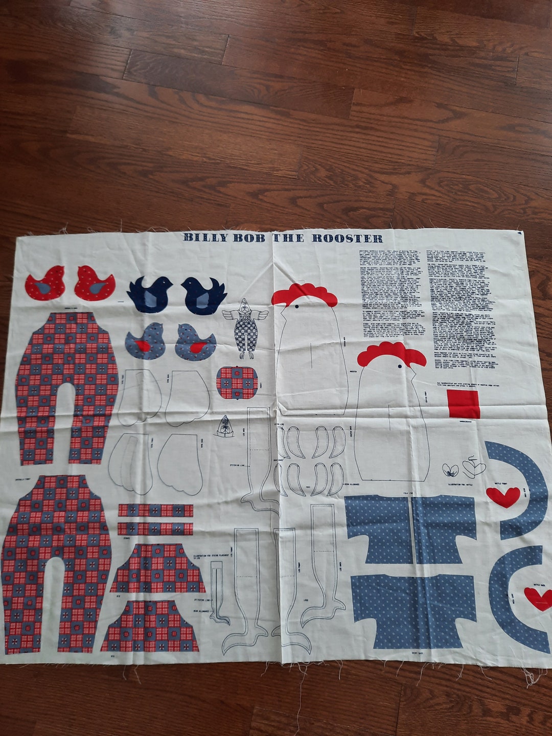 DIY Stuffed Rooster, Fabric Panel, Billy Bob the Rooster, Springs ...
