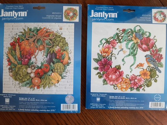 Wreaths Counted Cross Stitch Kits Janlynn Choice Floral - Etsy