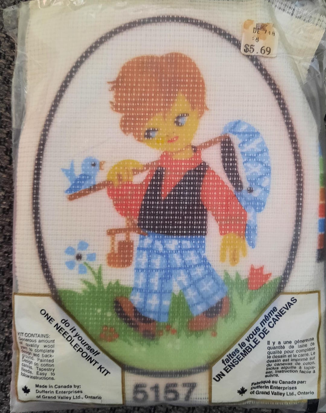 Little Boy Needlepoint, Hobo, Bluebird, Hummel Like, Creatique ...