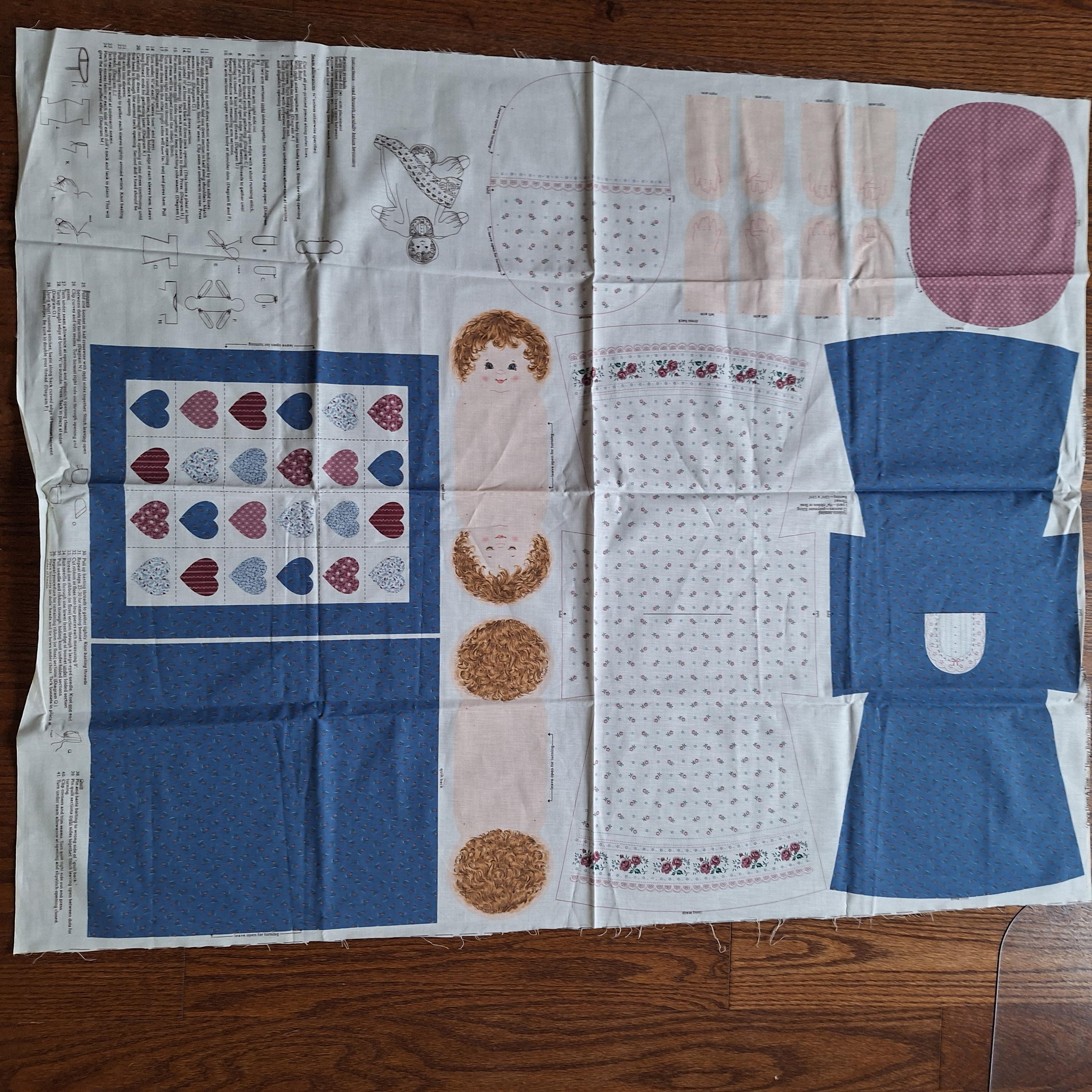 Stuffed Toy Fabric Panels, Choice of Rose-covered Teddy Bear or ...