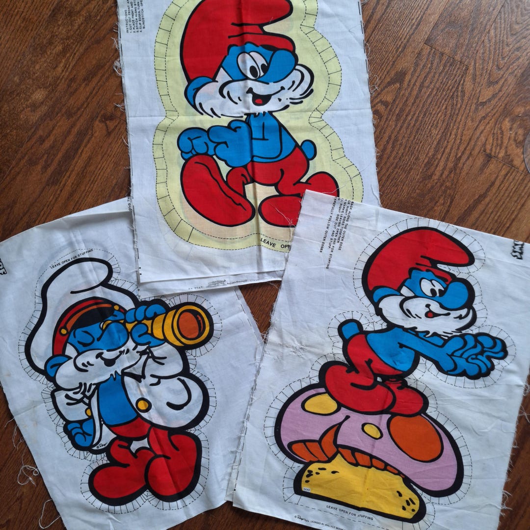 Set of 3 Papa Smurf Diy Fabric Pillow Panels - Etsy