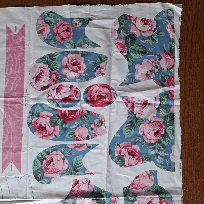 Stuffed Toy Fabric Panels, Choice of Rose-covered Teddy Bear or ...