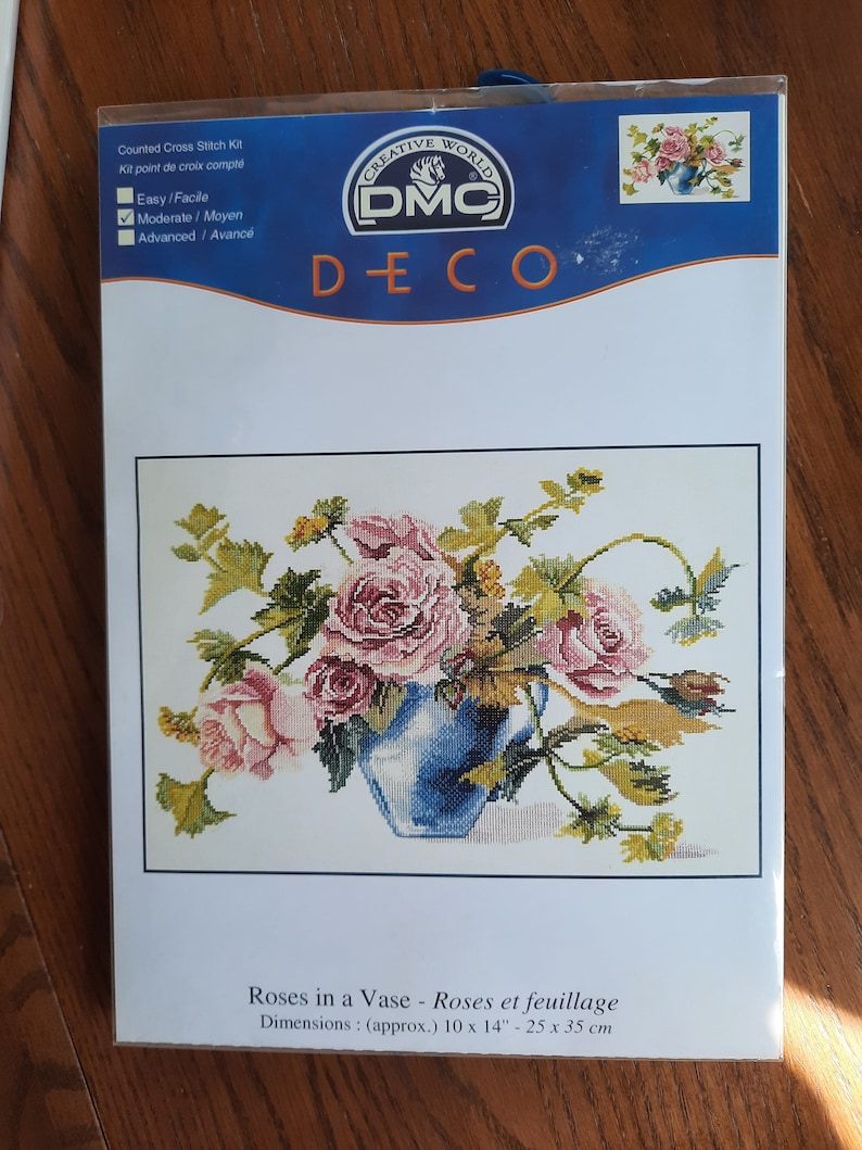 Pink Roses Counted Cross Stitch Kits, Choice, DMC Rose Arrangement ...