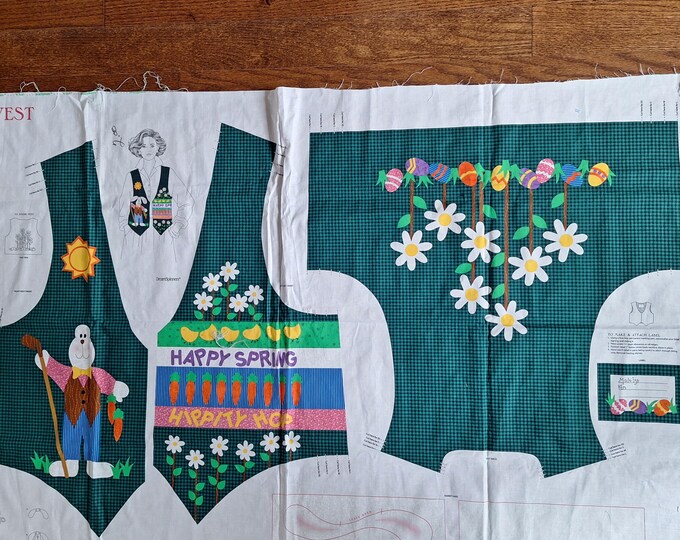 Fabric Panel, Easter Vest, Daisy Vest, Spring Vest, Dream Spinners ...