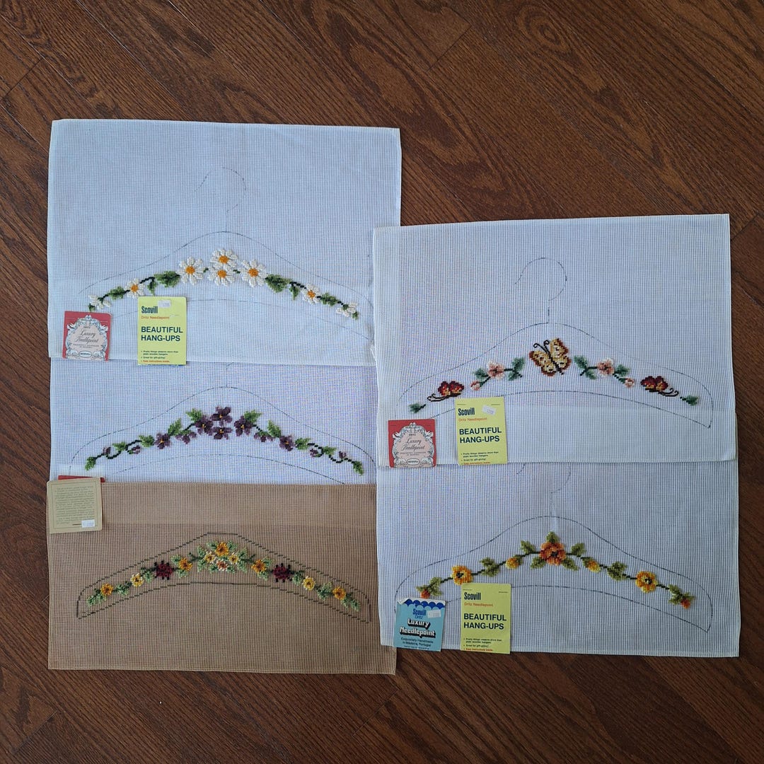 Beautiful Hang-ups, Wooden Hanger Covers, Needlepoint Canvases, Vintage ...