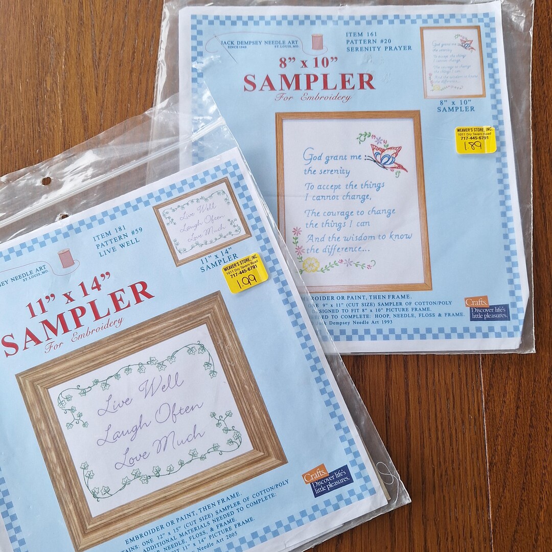 Stamped Embroidery Samplers, Jack Dempsey Needle Art, Choice, Serenity ...