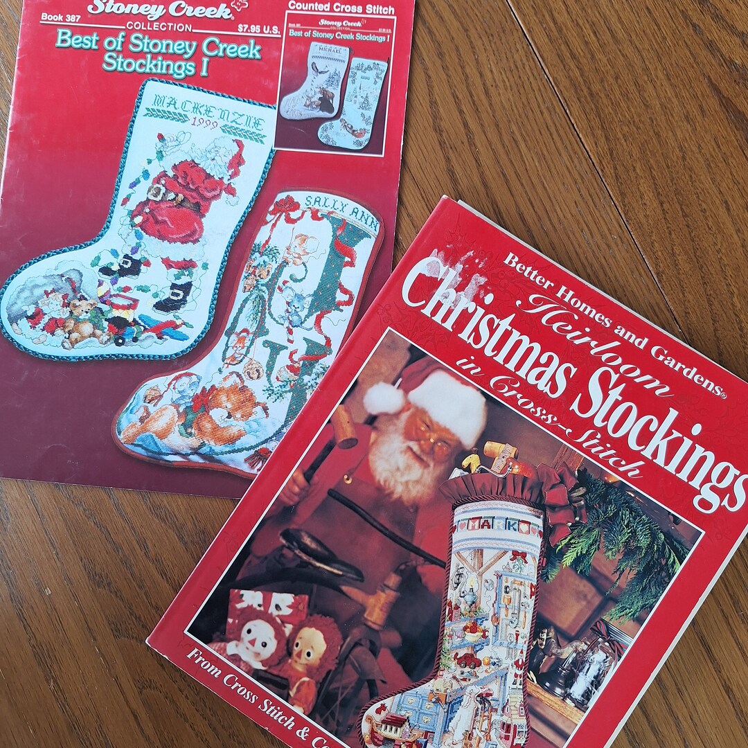 Books, Vintage Christmas Stocking Counted Cross Stitch Patterns, Choice ...