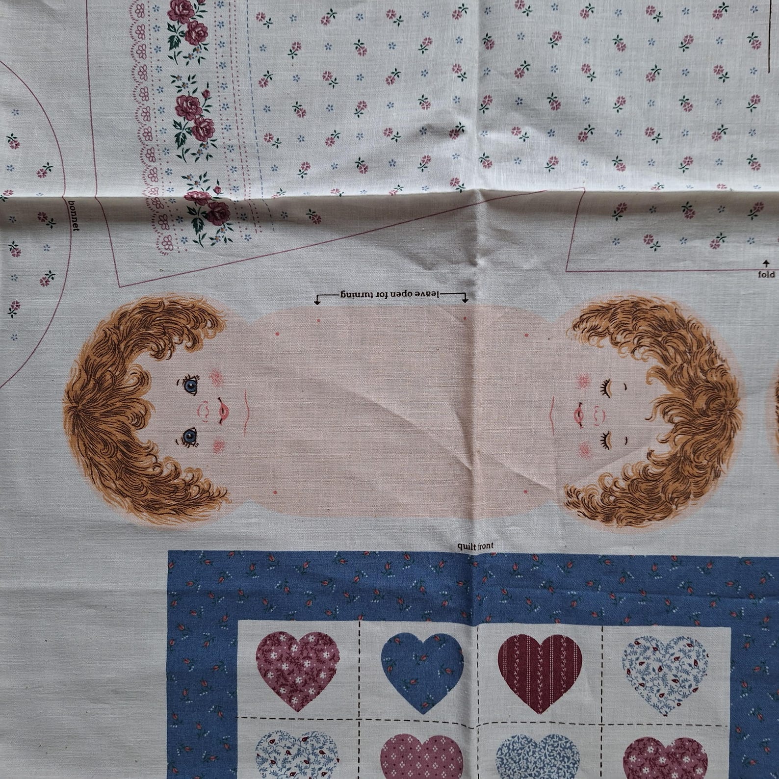 Stuffed Toy Fabric Panels, Choice of Rose-covered Teddy Bear or ...