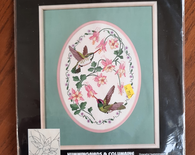 Vintage, Stamped, Hummingbirds and Columbine, Cross Stitch, Pattern ...