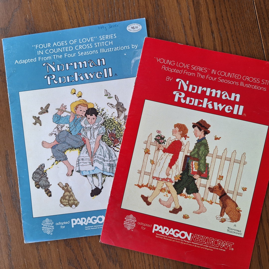 Set of 2 Norman Rockwell, Counted Cross Stitch Leaflets, Paragon, Four ...