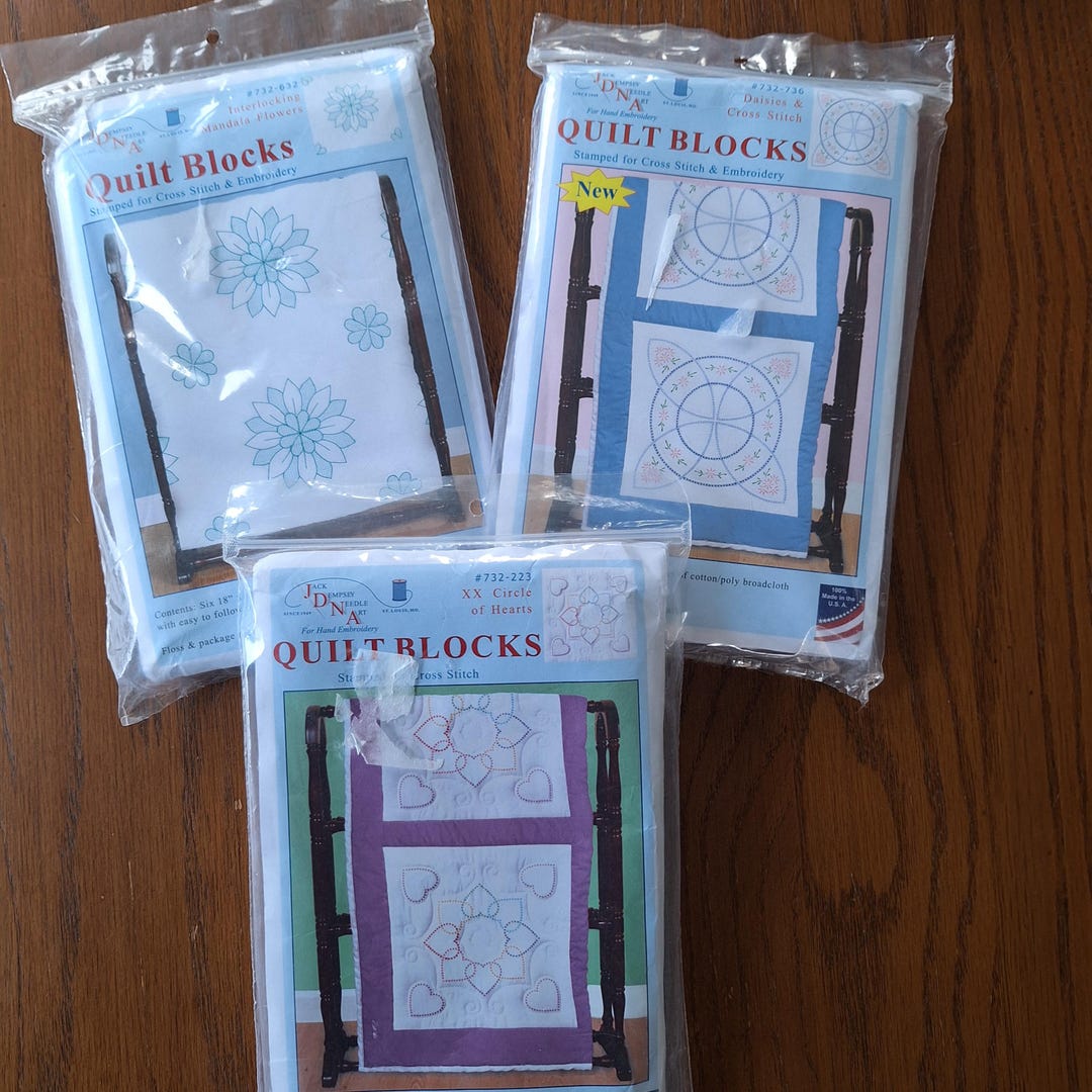 Embroidery Quilt Squares, 6 Blocks, Jack Dempsey Needle Art, Choice ...