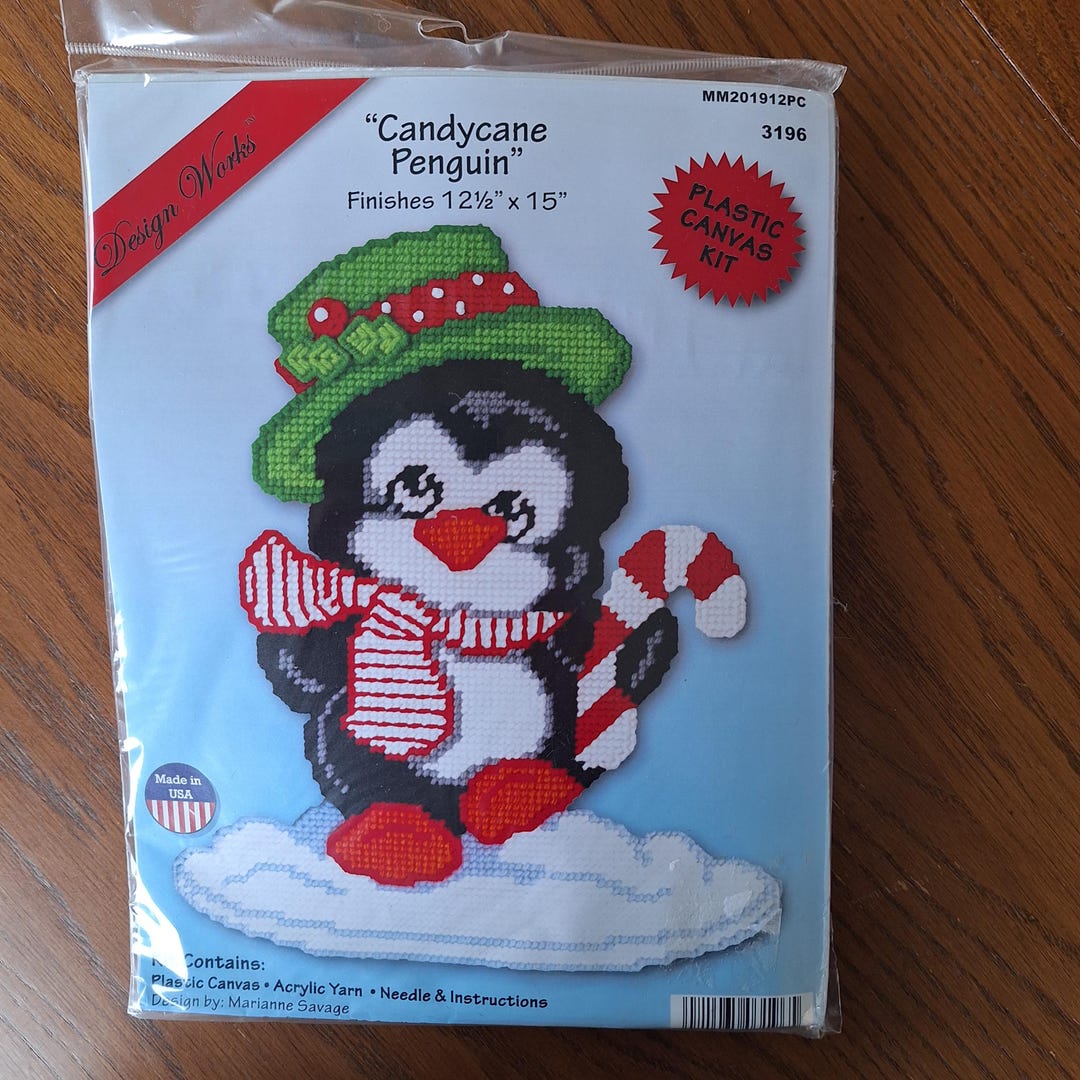 Candycane Penguin Plastic Canvas, Wall Decor, Design Works Crafts, 3196 ...