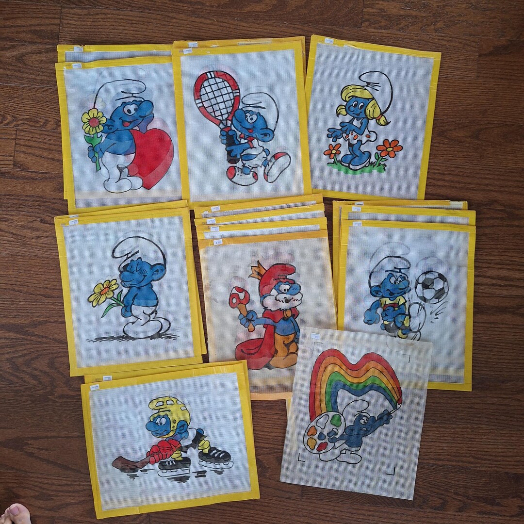 Smurf Needlepoint Canvases, VINTAGE, Choice, Smurfette, Papa Smurf ...