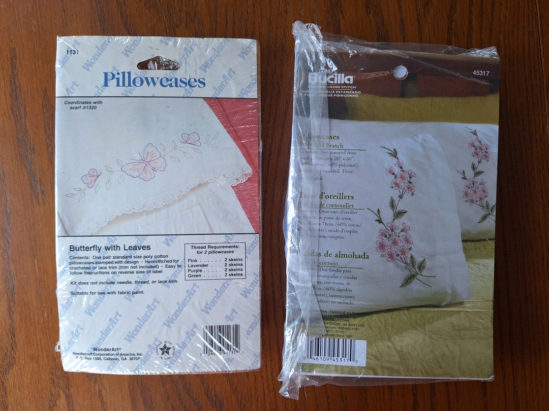 Stamped Pillow Cases, Ready to Embroider, Choice, Bucilla, Dogwood ...
