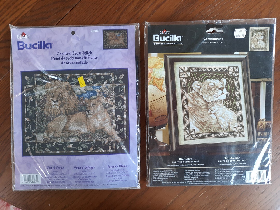 Lion Counted Cross Stitch Kits, Plaid Bucilla, Choice, Contentment ...