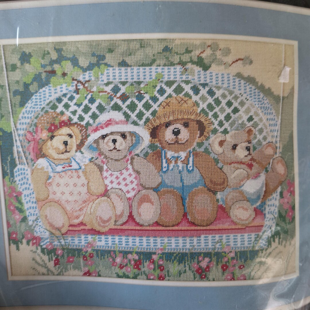 Dimensions Needlepoint Kits, Choice, Bears on Wicker Swing, Dawna ...
