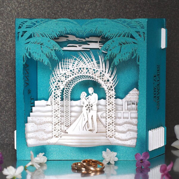 Beach Pop up Wedding Invitation - Etsy